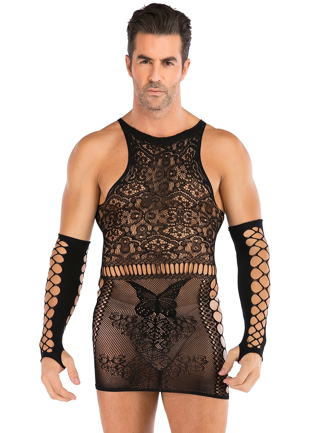 Mens Sexy Lace Sheer One Piece Dress With Separate Sleevelet Clothing Shoes And Jewelry Temu