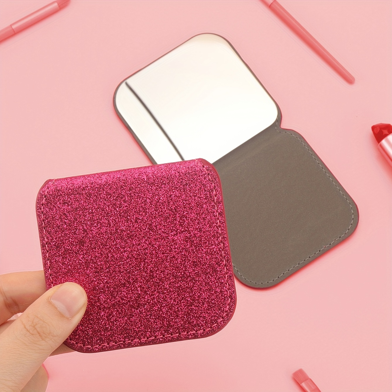 stainless steel lens table compact makeup mirror perfect - Temu Australia