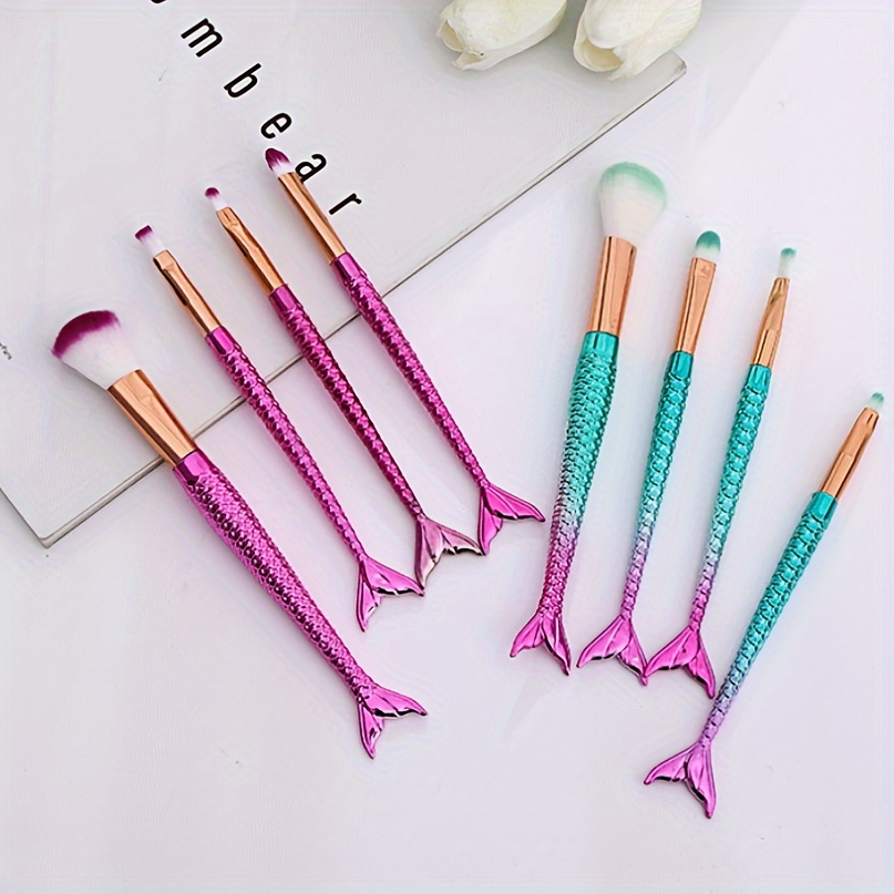 Mermaid Cosmetic Brush Set Design Professional - Temu