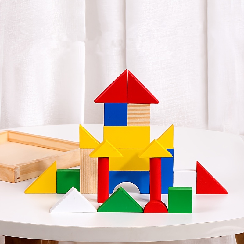 Wooden Colorful Building Blocks To Exercise Thinking And - Temu Australia