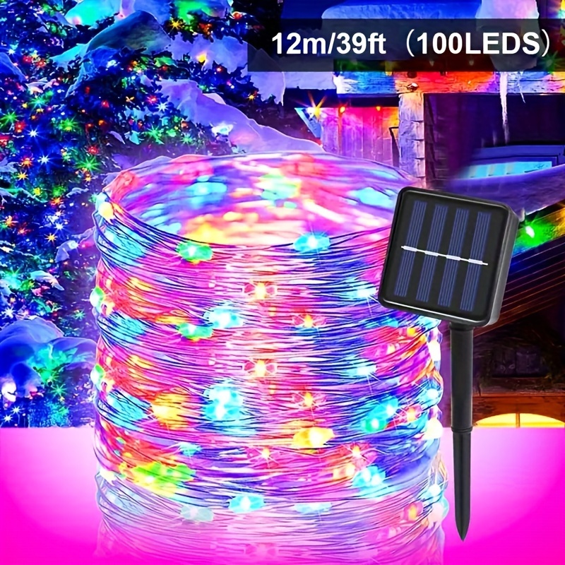 Solar Led Colored Copper Wire String Lights Outdoor - Temu Canada