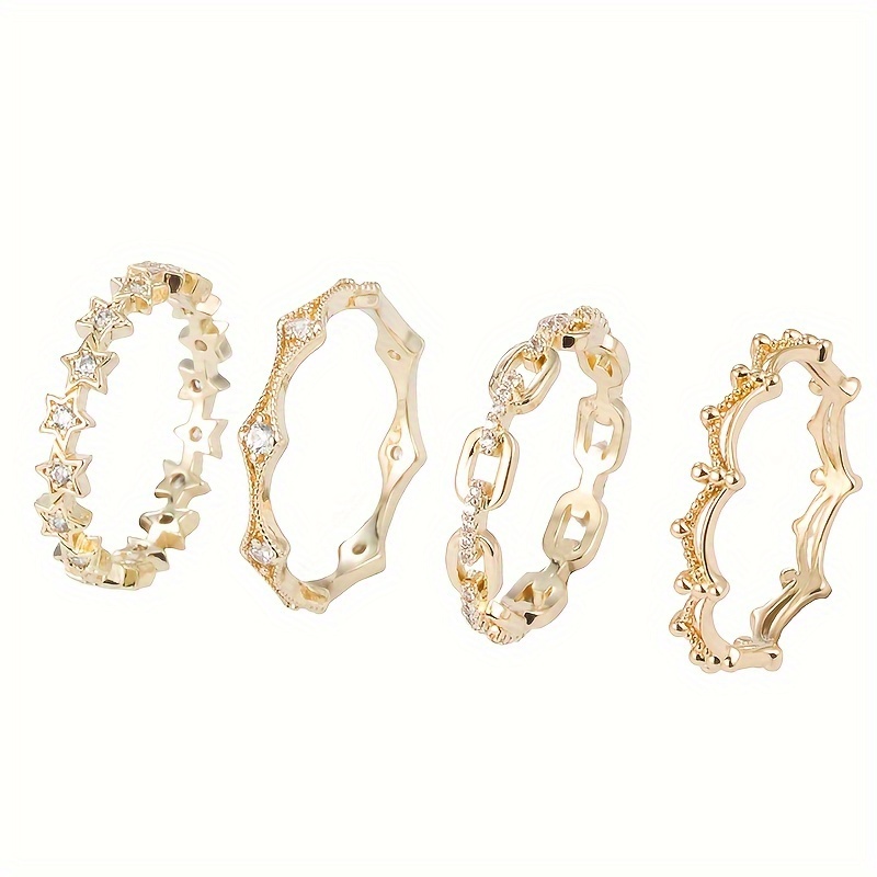 Stylish Stacking Rings Trendy Star/ Chain/ Crown Design - Temu United ...