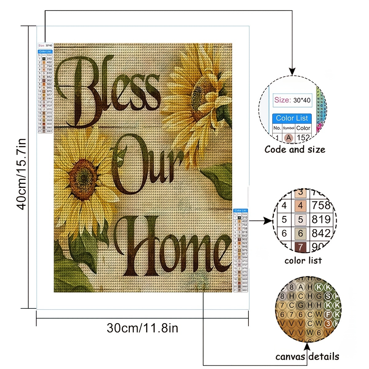 1pc Diy Diamond Painting, Sunflower & Letter Pattern Full Drill ...