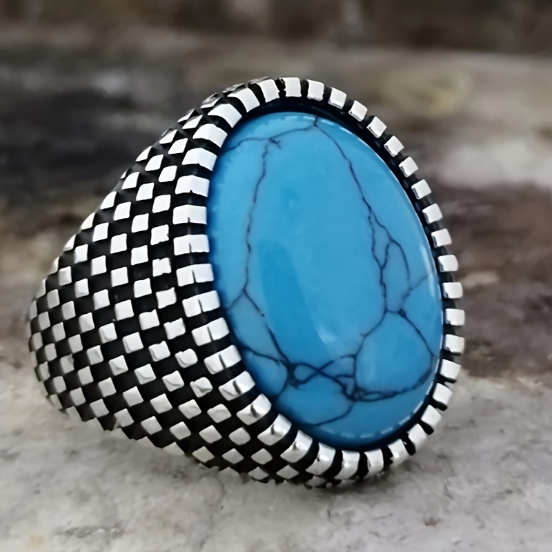 Luxurious Vintage Blue Cubic Zirconia Ring For Men Perfect - Temu ...