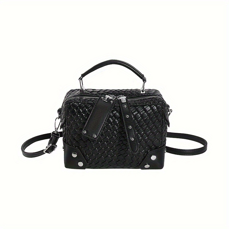 Mini Woven Pattern Handbag Women Fashion Solid Color Square - Temu ...