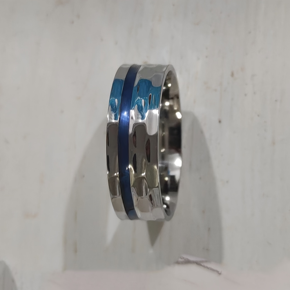 Wide Fashion Creative Cutting Drip Oil Stainless Steel Ring - Temu ...