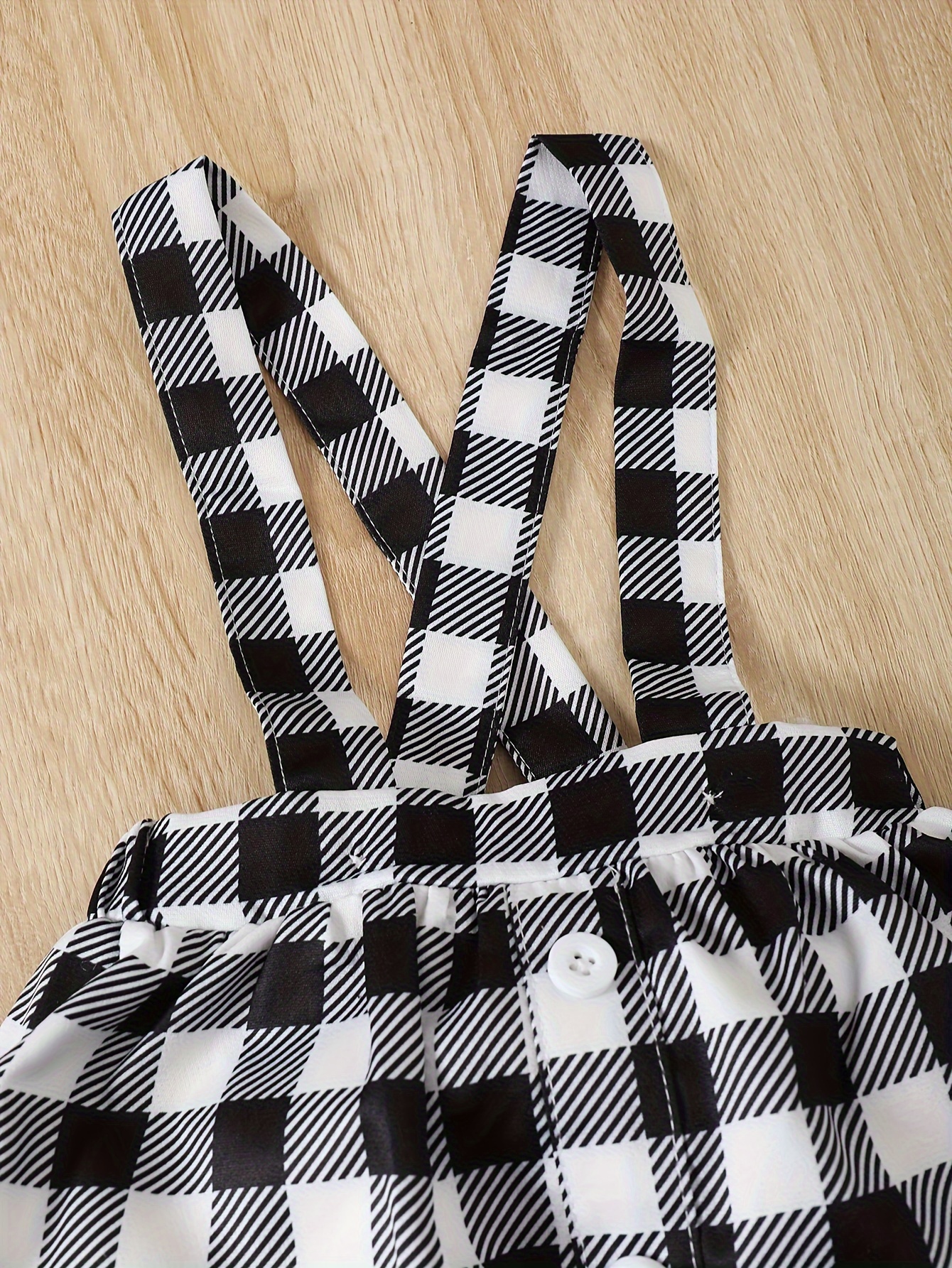 baby girls kids shirt bow black white suspender skirt - Temu Australia