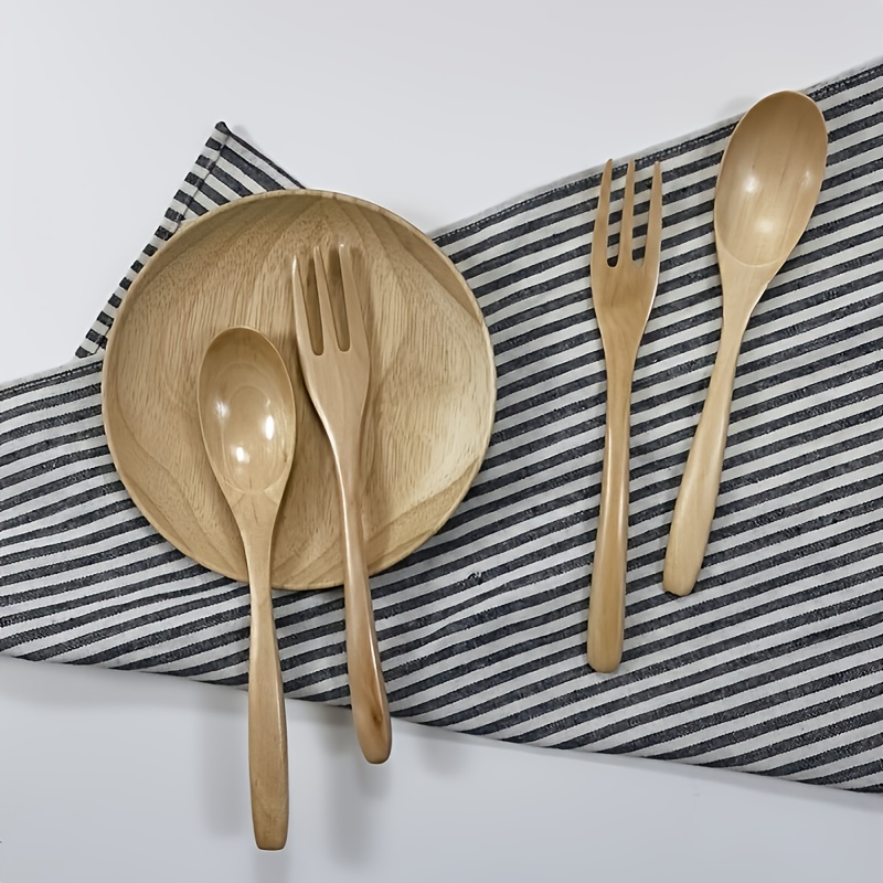 1pc Solid Wood Spoon Fork Honey Coffee Spoon - Home & Kitchen - Temu ...