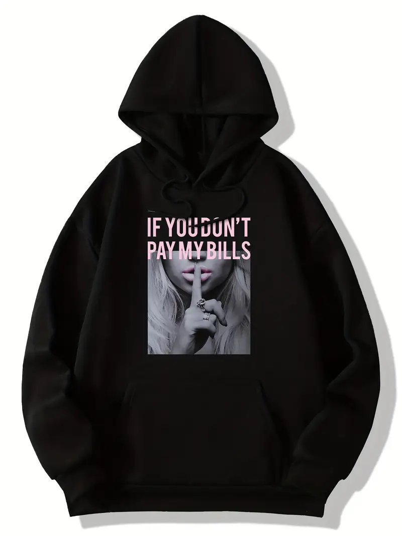 Graphic Print Drawstring Hoodie Casual Long Sleeve Drop Temu Canada