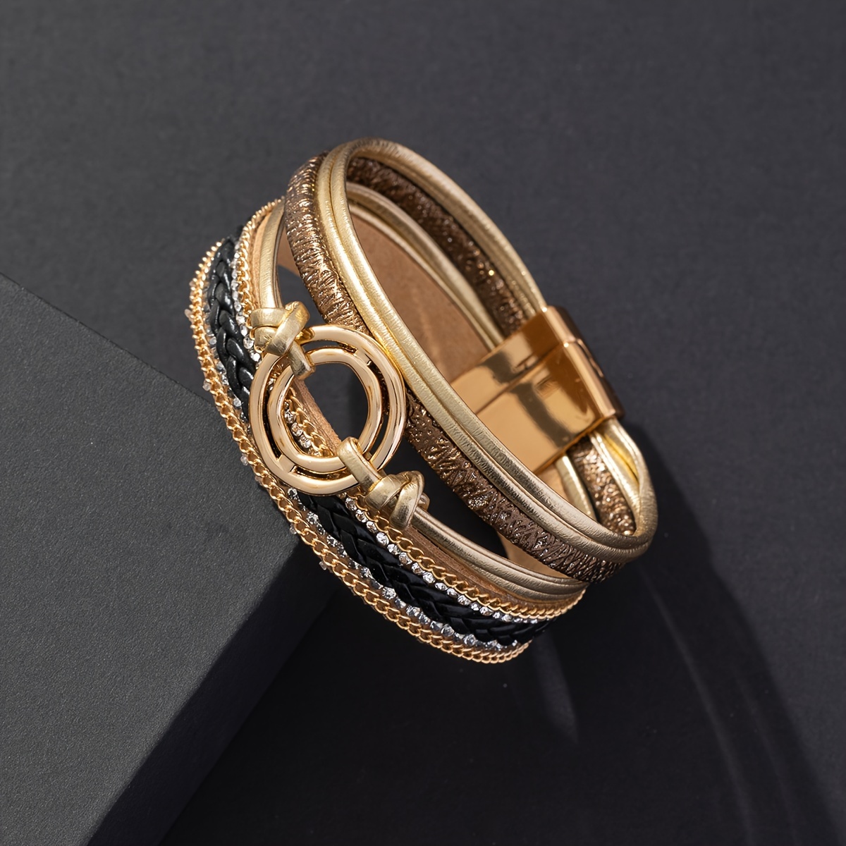 Pu Leather Braided Bracelet Boho Style Hand Jewelry - Temu United Kingdom