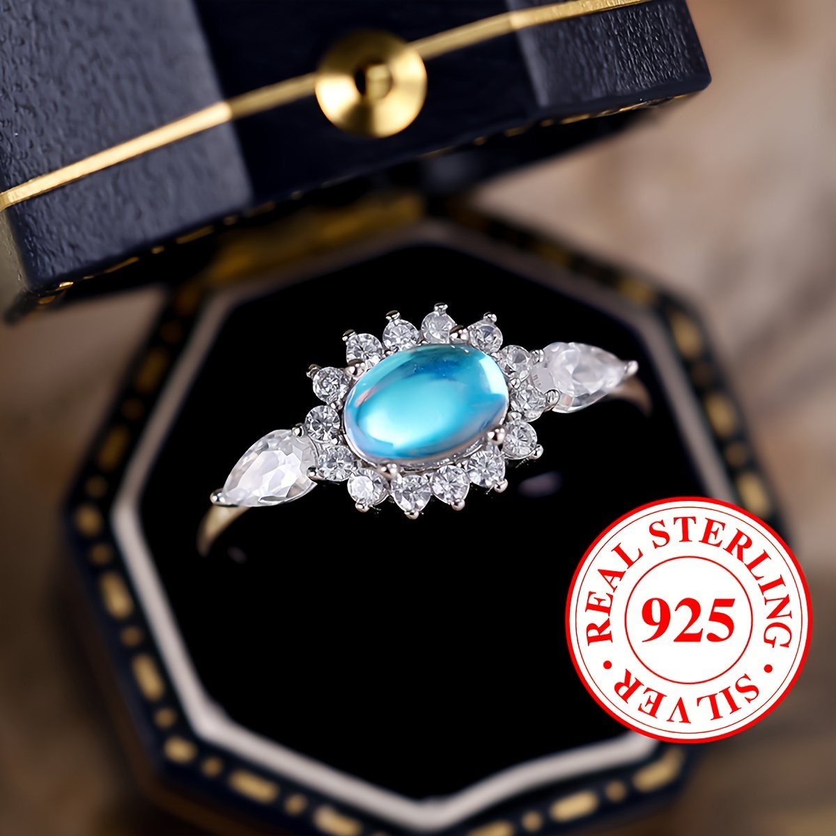 Retro Artificial Decor 925 Sterling Silver Ring - Temu United Kingdom