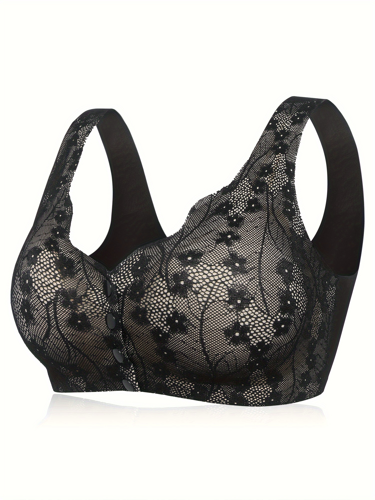 Simple Solid Floral Lace Wireless Bra Comfy Breathable - Temu New Zealand