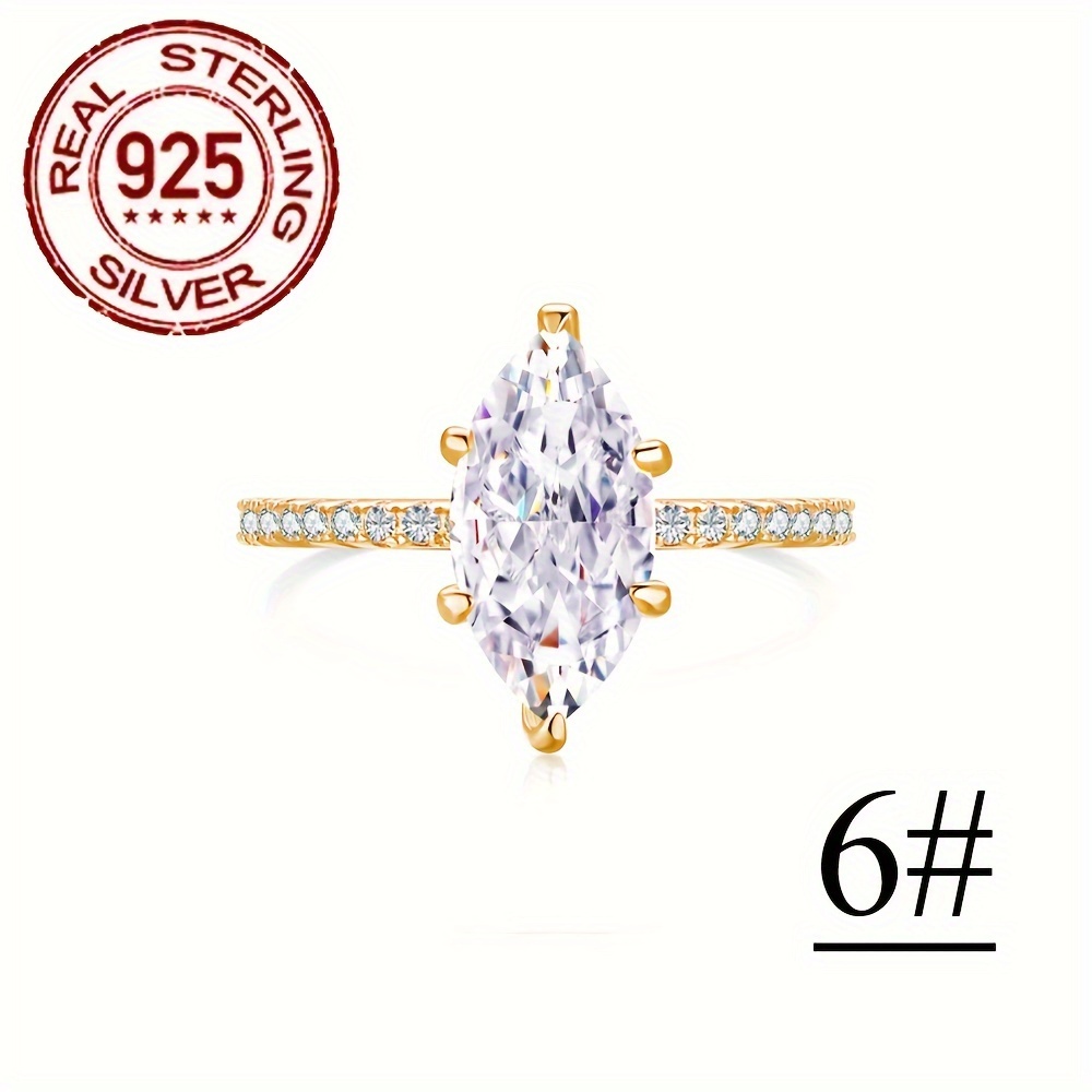 925 Sterling Silver Promise Ring Inlaid Shining Zirconia In - Temu ...