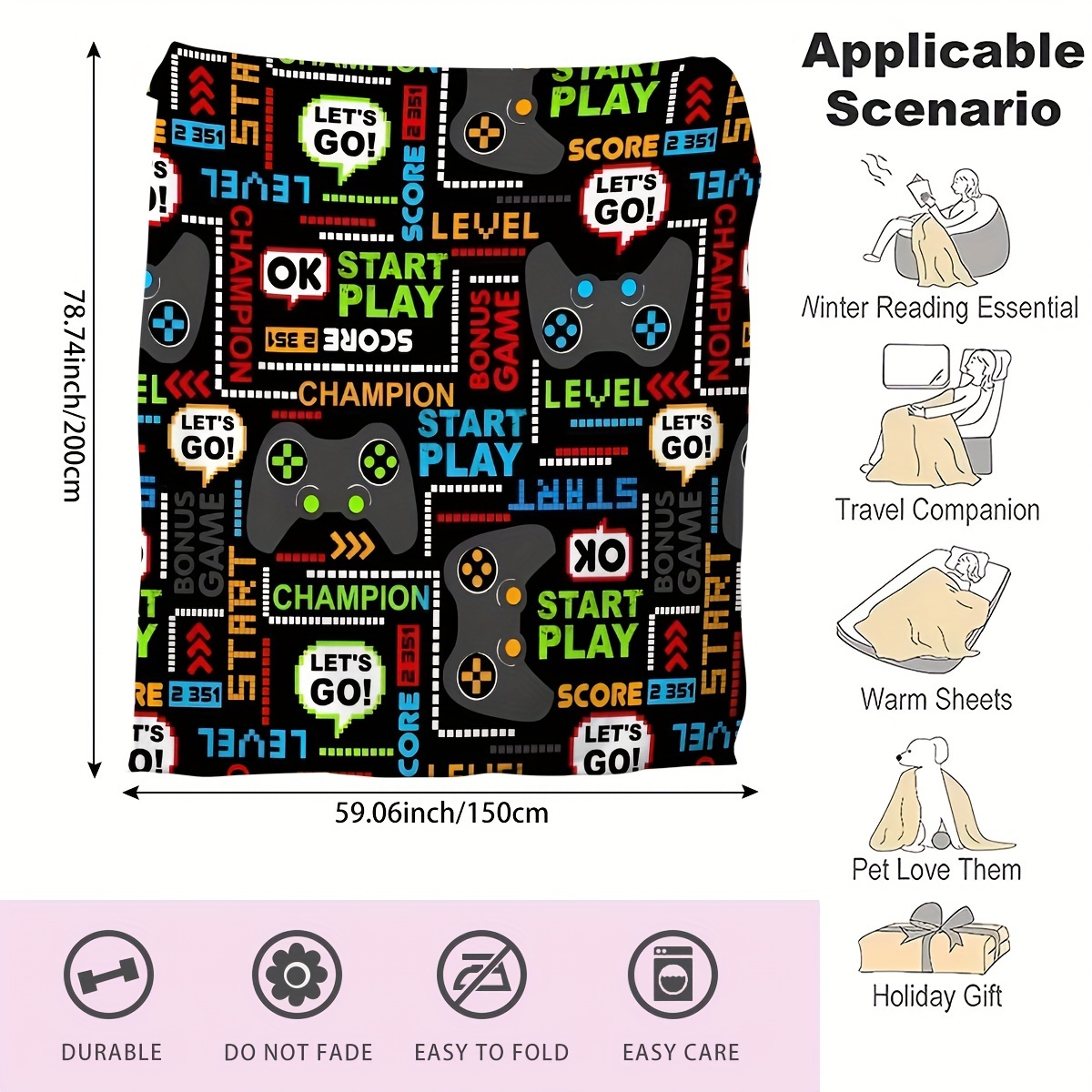 Gamepad Blanket Flannel Digital Printed Blanket Throw - Temu United Kingdom