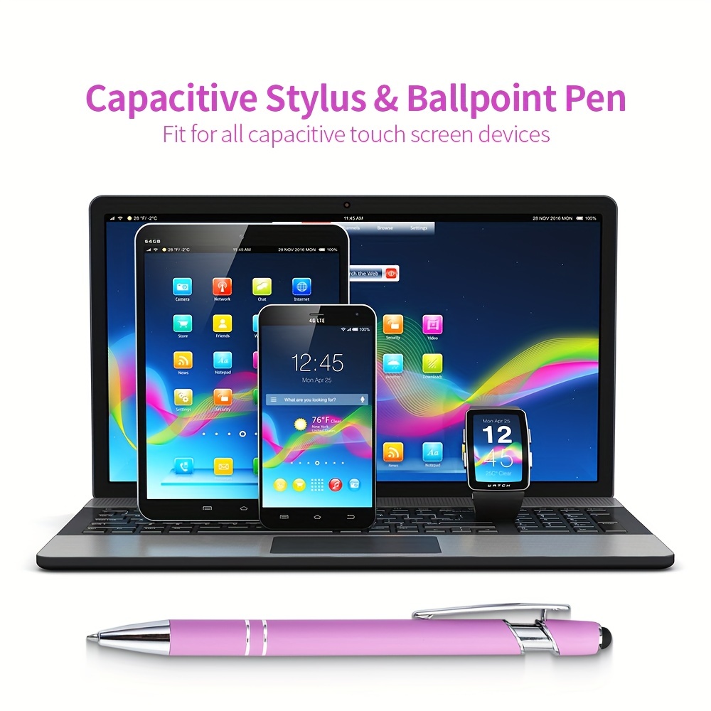 10 Pack Premium Quality Purple Ballpoint Pens With Touchscreen Stylus ...