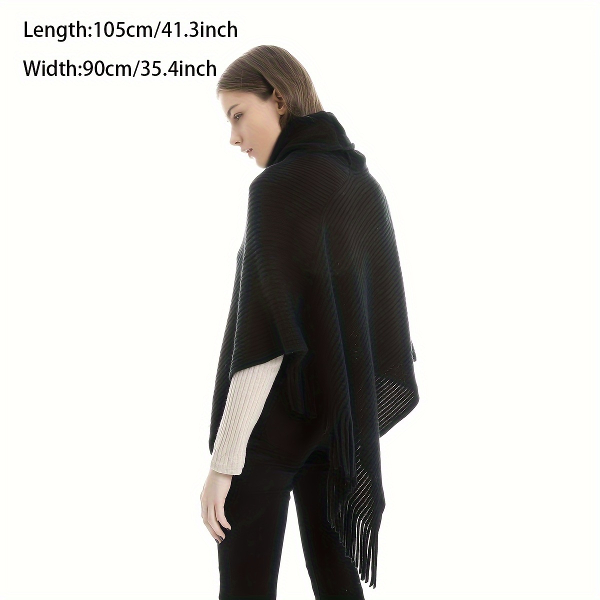 Elegant Solid Color Elastic Shawl Thick Soft Warm - Temu Australia