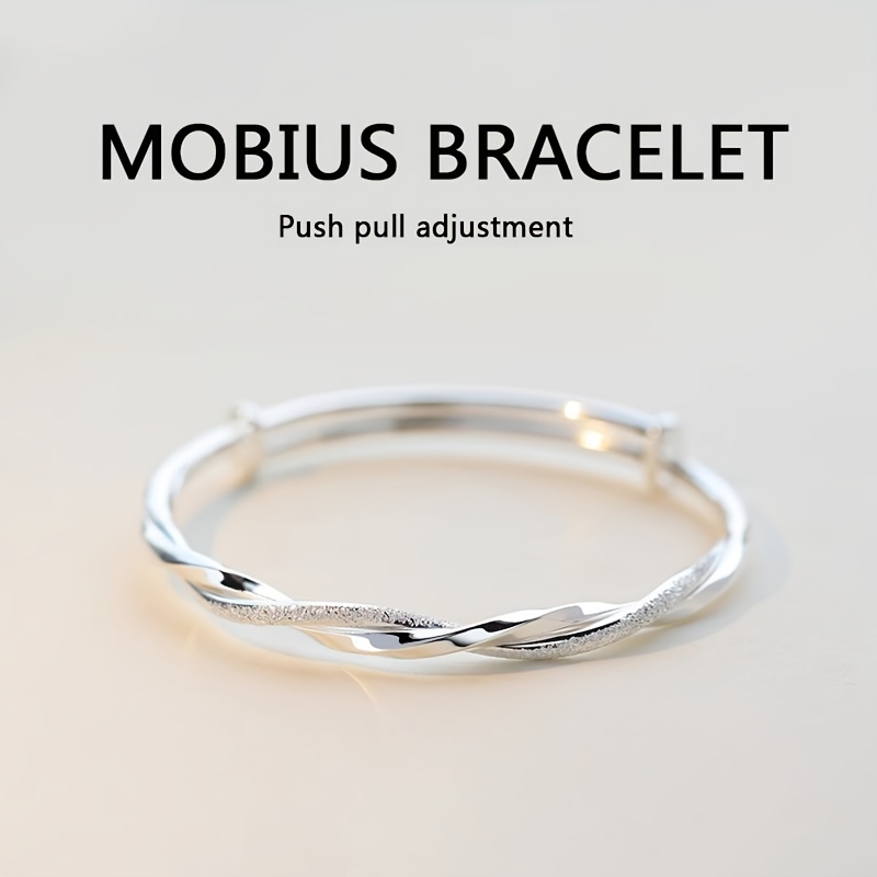 Bracelet Mobius Design Simple Bijoux En Cuivre Plaqué Argent - Temu France