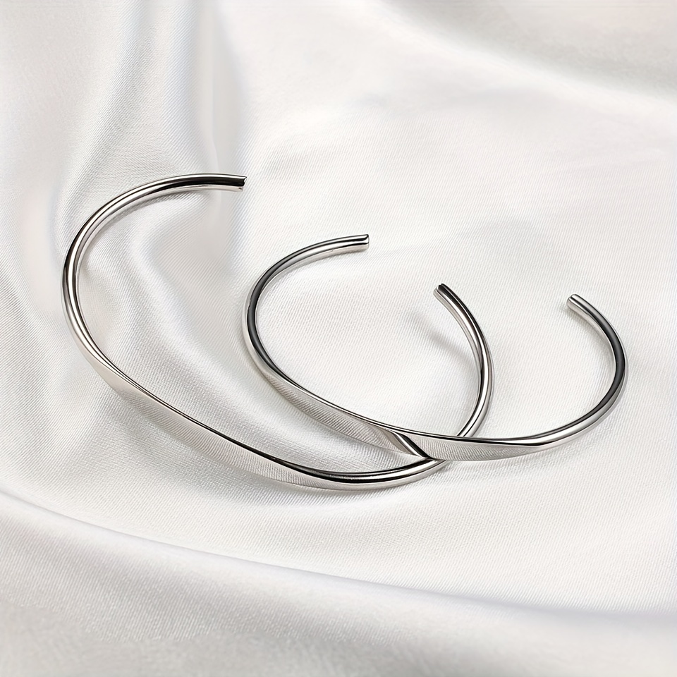 Titanium Steel Simple Open Bangle Texture Men's Romantic Couple Bangle ...