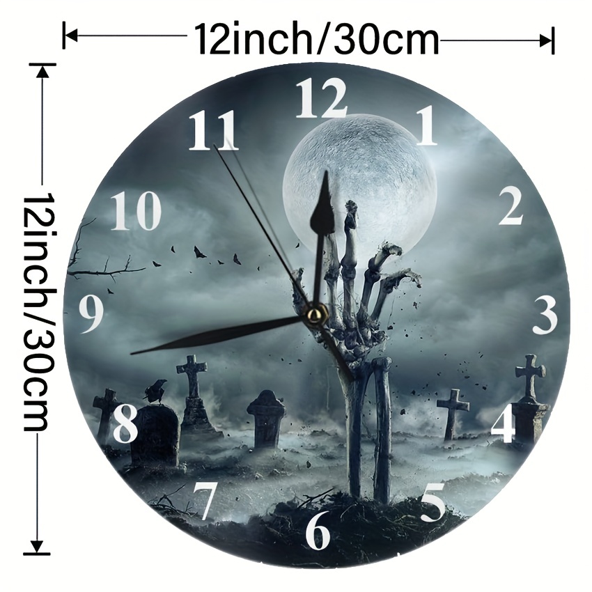 Grave Wall Clock Hand Bone Skeleton Cemetery Horror Fear - Temu