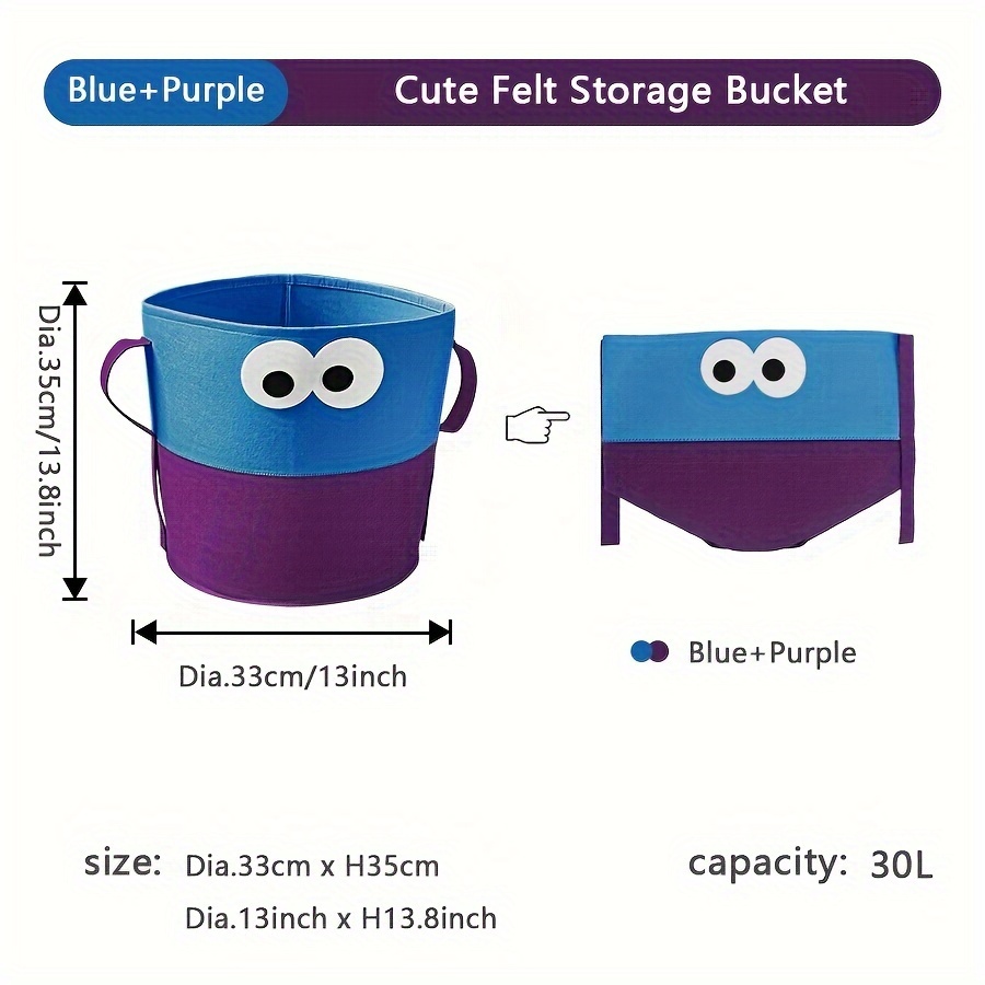 Toy Storage Bucket Cute Eye Decor Cartoon Storage Bucket For - Temu ...