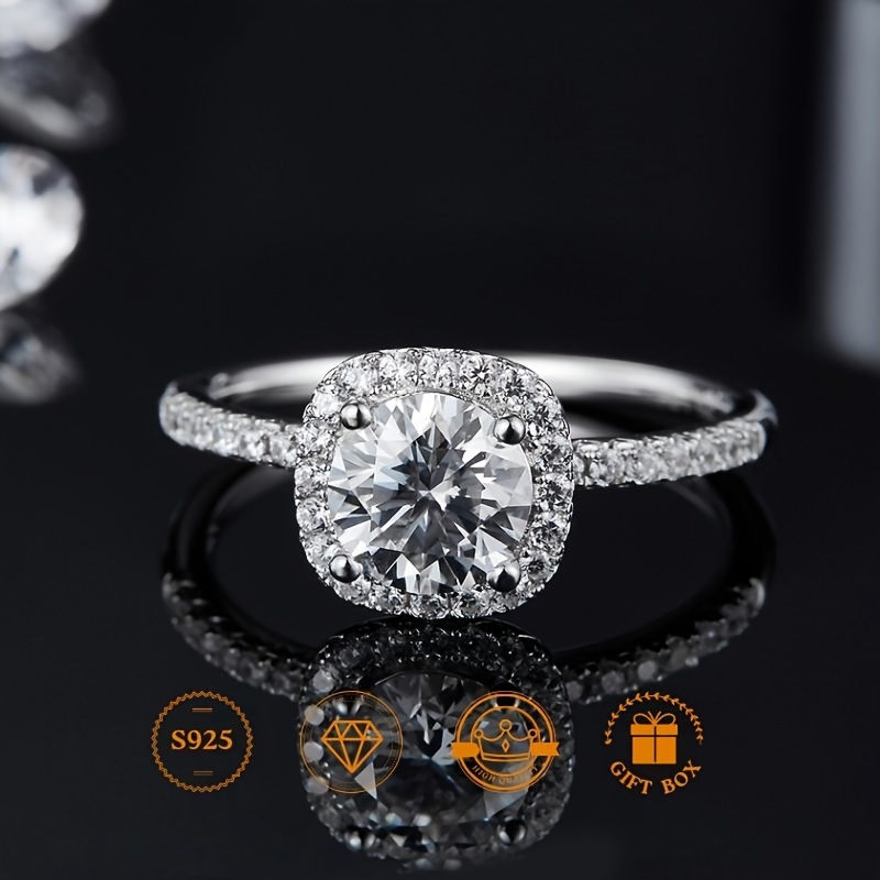 0.5/1/2 Carat Round Moissanite Ring Stylish Simple Rings - Temu United ...