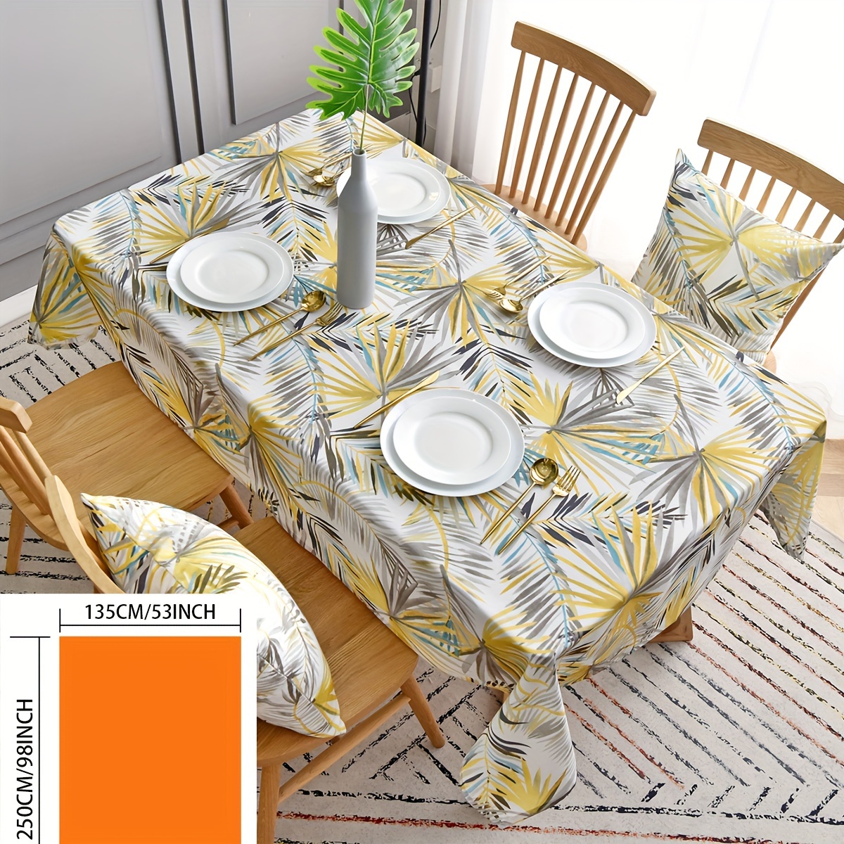 Tablecloth Yellow Leaf Pattern Decorative Printed Table - Temu Ireland