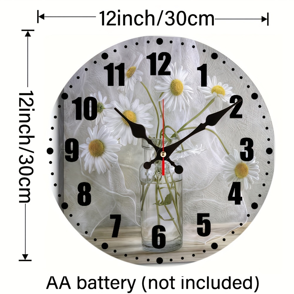 wall clock art modern gallery decor print white daisy flower - Temu ...
