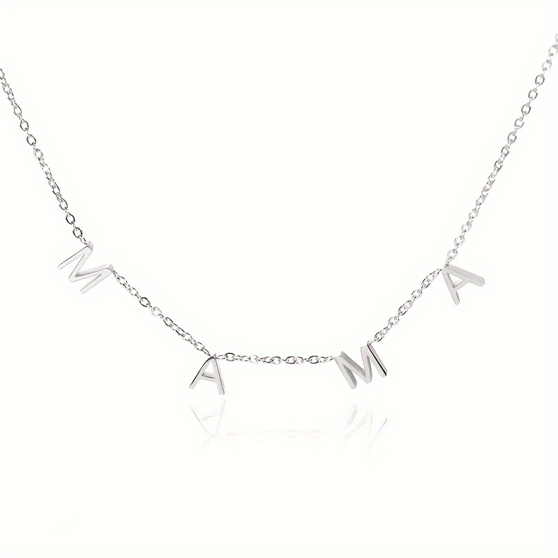Mama Letter Chain Necklace Simple Golden Plated Neck Jewelry - Temu