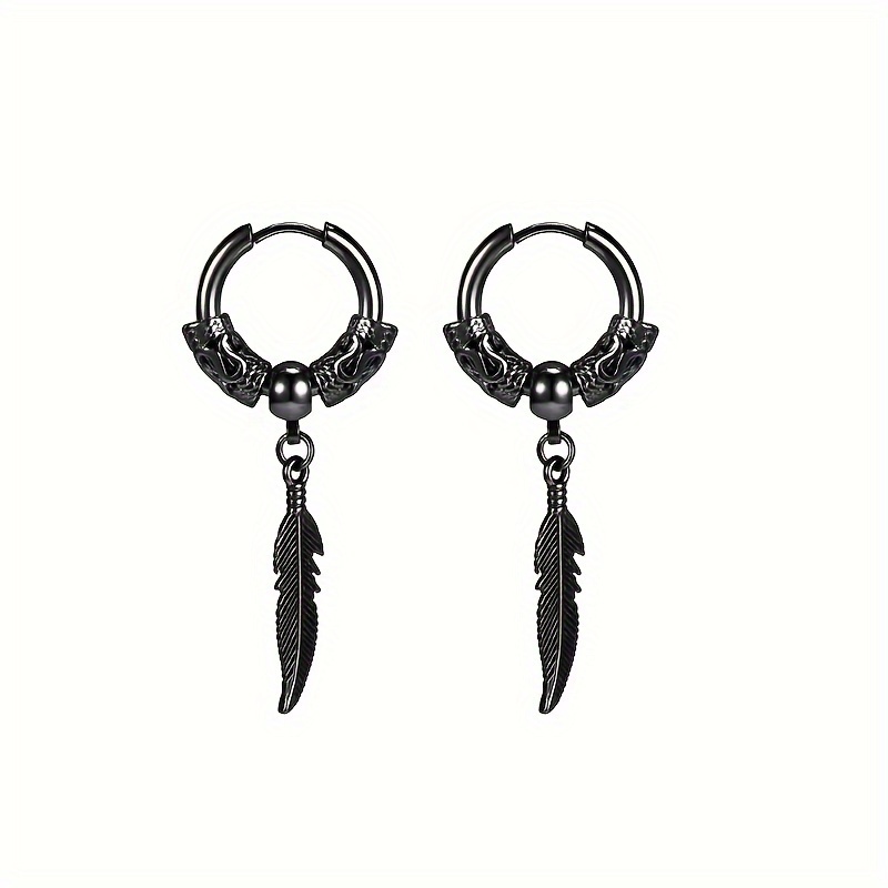 Fashion Stainless Steel Ear Buckle Leaf Skull Scorpion - Temu United ...