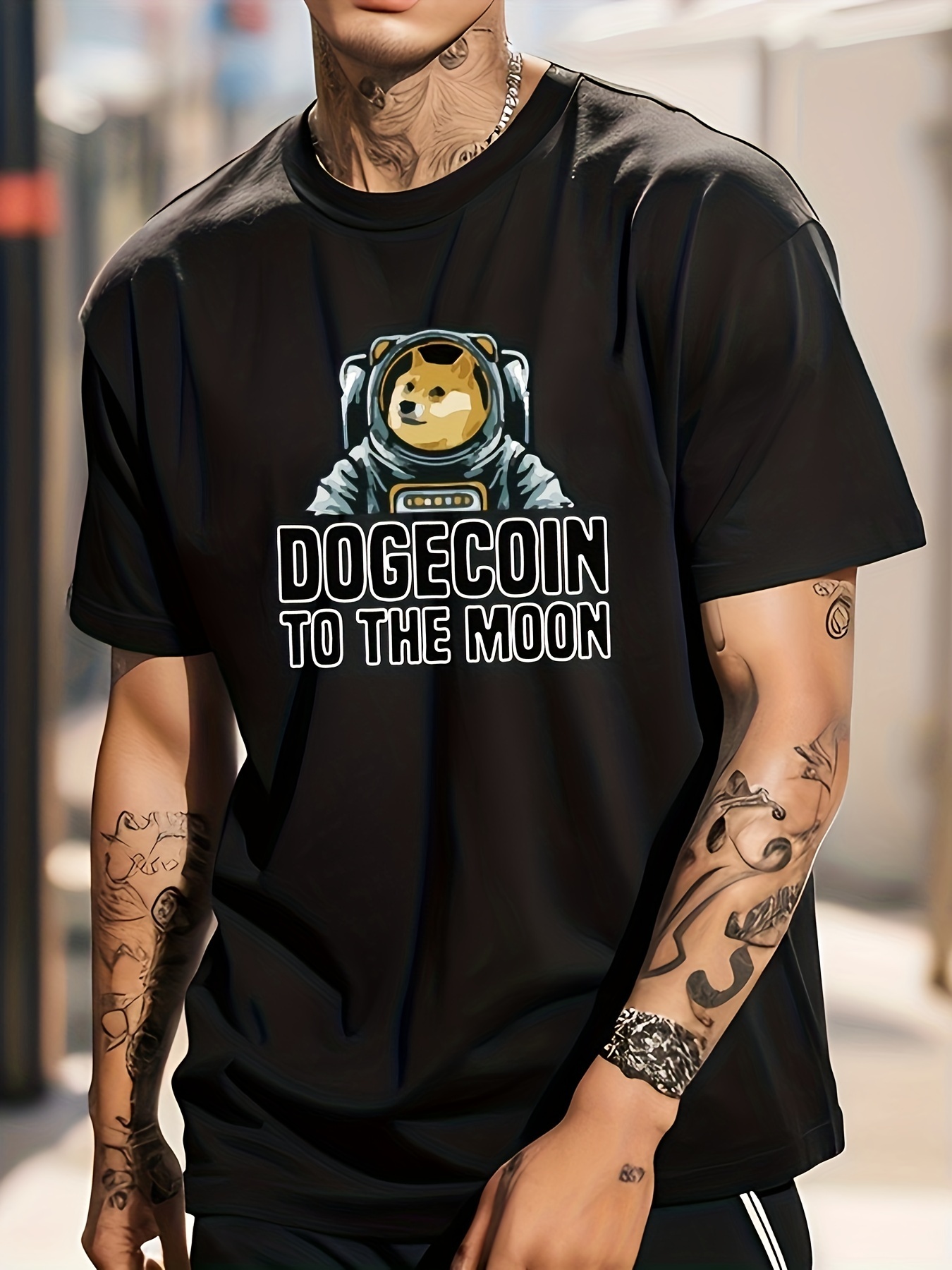 Cartoon Dog Astronaut Pattern T Shirt Mens Casual Street - Temu Ireland