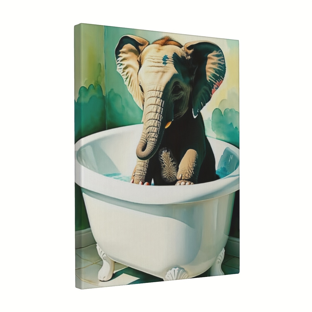 Young Elephant In Bathtub Canvas Wall Art Bathroom Wall - Temu Denmark