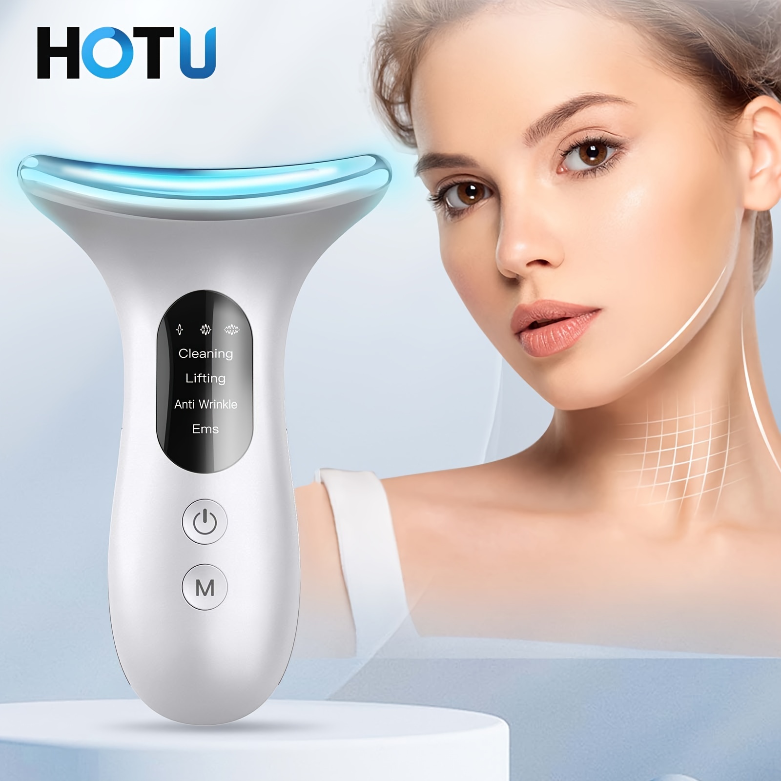 Neck Face Massager, Electric Face And Neck Lifting Face Contouring Tool ...