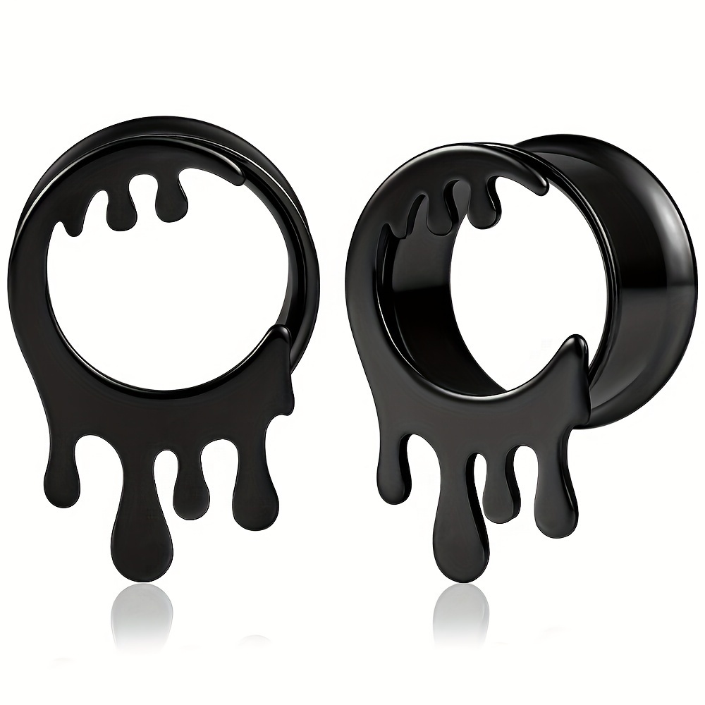 Creative Melted Drip Design Ear Gauges Plated Stainless - Temu United ...