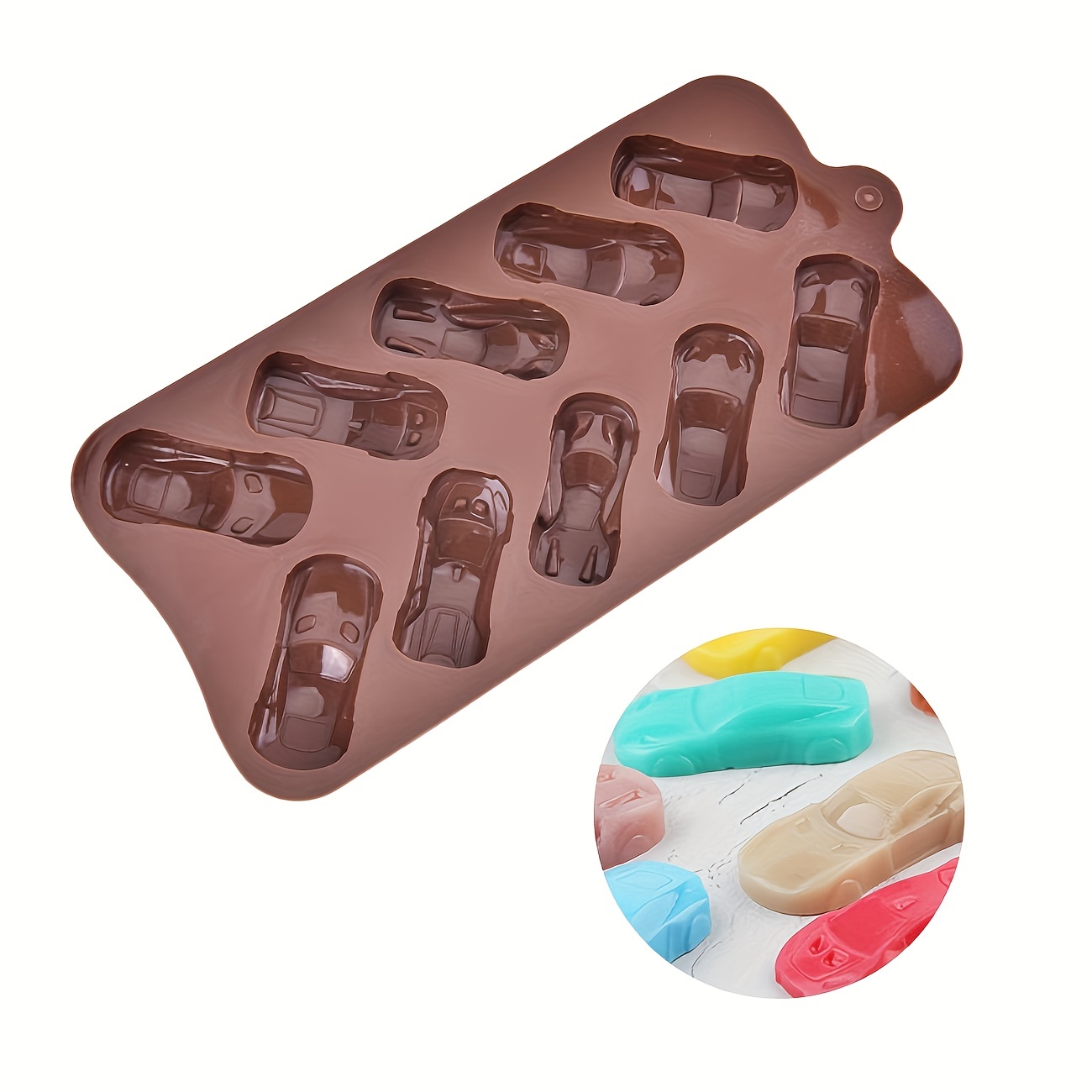 1pc 자동차 모양 초콜릿 몰드 10 캐비티 3d 실리콘 몰드 캔디 몰드 퐁당 몰드 Diy 케이크 장식 도구 Temu