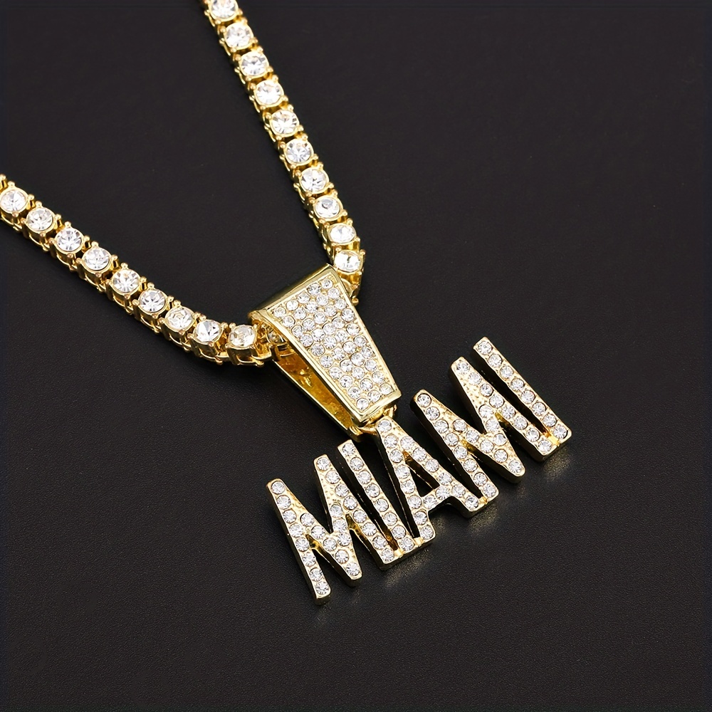 Men's Hip Hop Letter Pendant Necklace, Tennis Chain - Temu United Kingdom