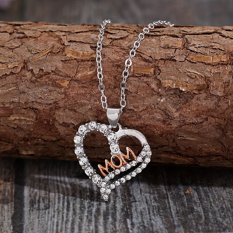 Collier Pendentif En Forme Cœur Creux Fête Mères Mot "mom" - Temu France