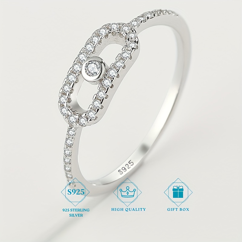 Men's 925 Sterling Silver Fashion Ring With Paperclip Design - Temu ...