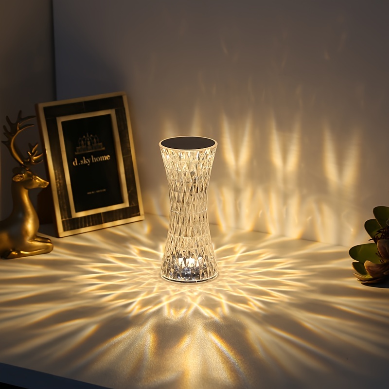 Led Small Waist Crystal Desk Lamp Touch Charging Night Light - Temu Denmark