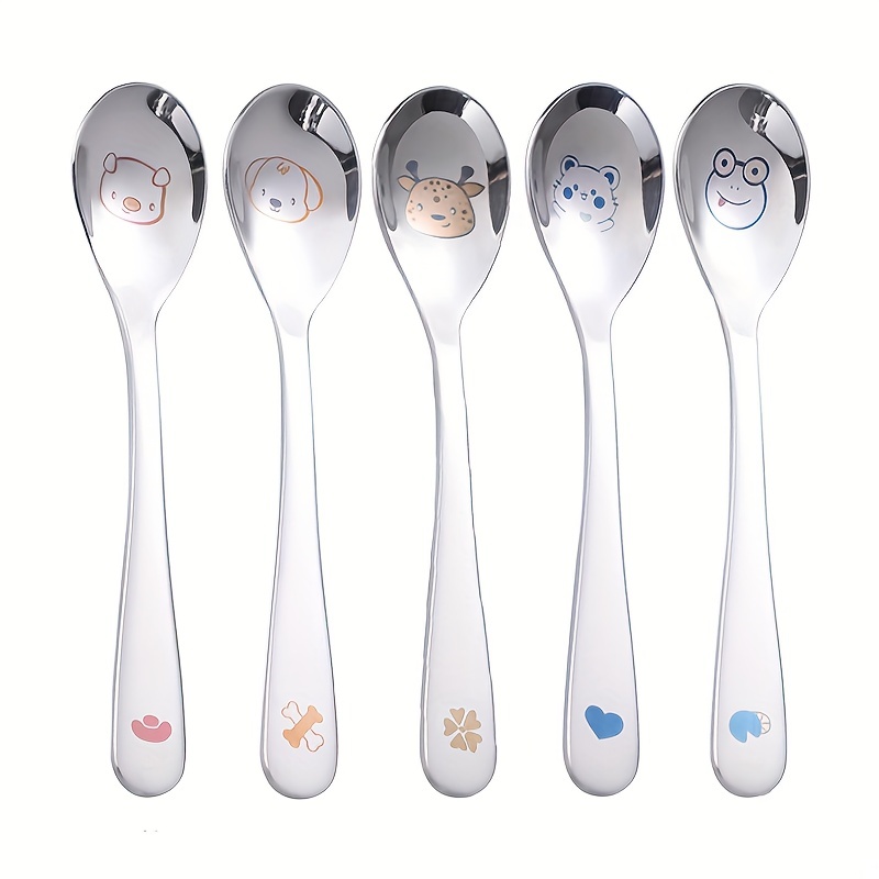 Stainless Steel Cartoon Meal Spoon Complementary Food Spoon - Temu