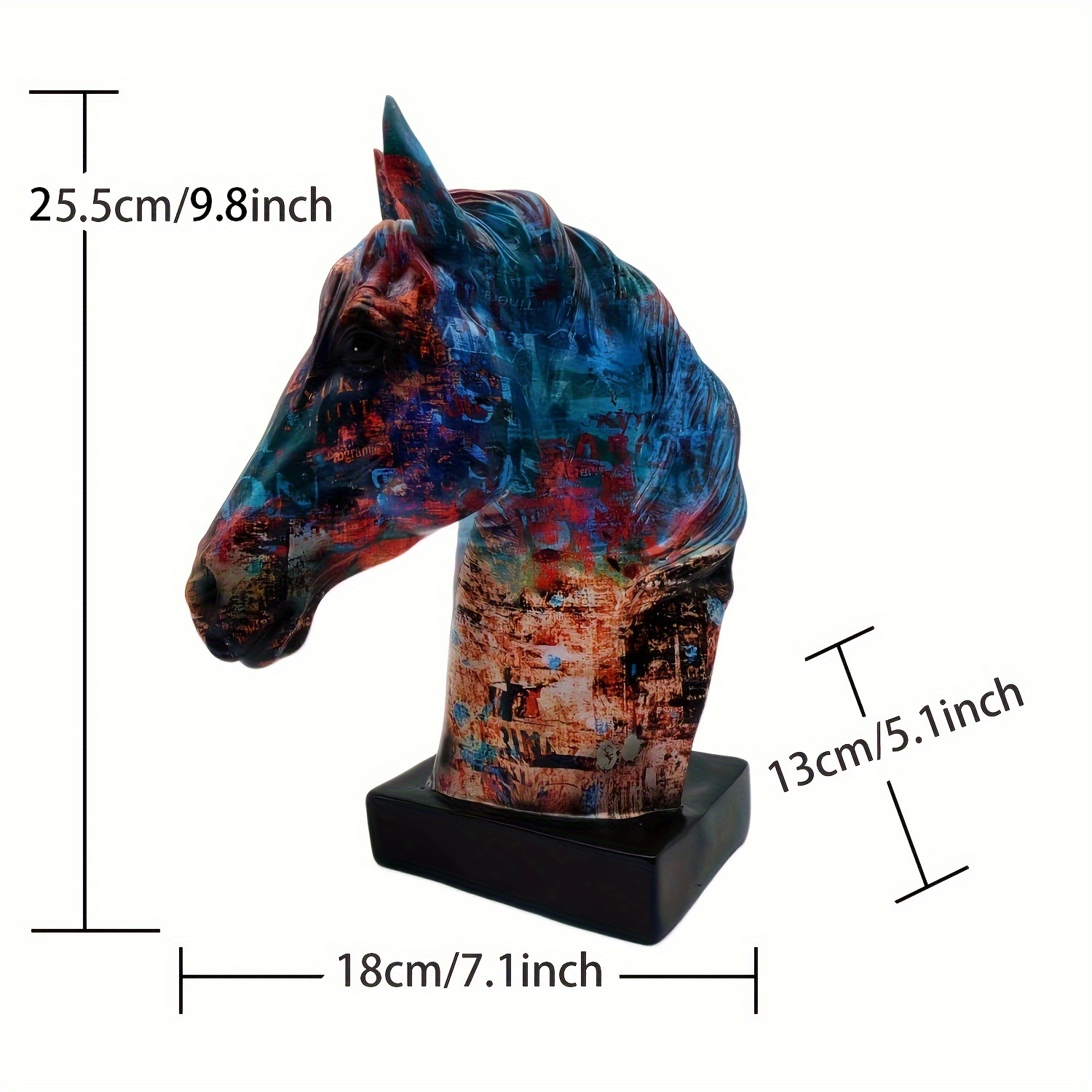 6"horse Head Desktop Decor Colorful Animal Statue Table - Temu Canada