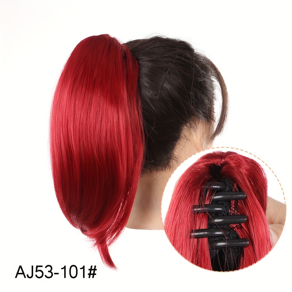 Synthetic Short Straight Ponytail Small Claw Clip In Hair - Temu Australia