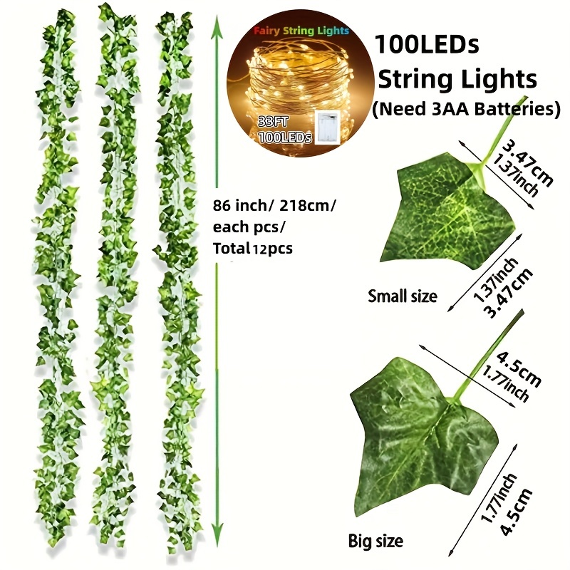 Ivy Vine Lights Artificial Ivy Lights 100 Led Lights - Temu