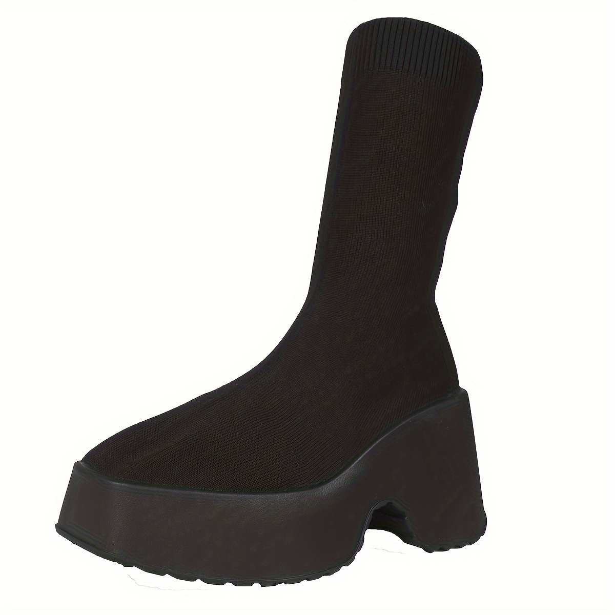 Womens Solid Color Platform Boots Fashion Slip Dress Boots - Temu ...
