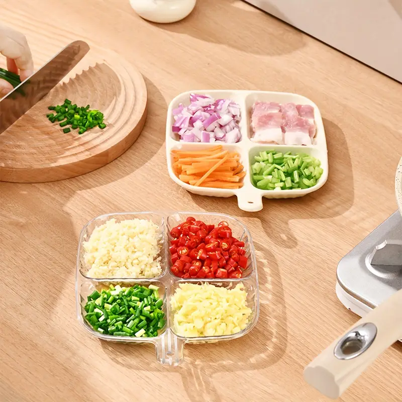 손잡이가 있는 분할 접시 1개 4칸 반찬 스낵 과일 접시 식사 접시 다용도 칸 작은 접시 가정용 주방 식 Temu