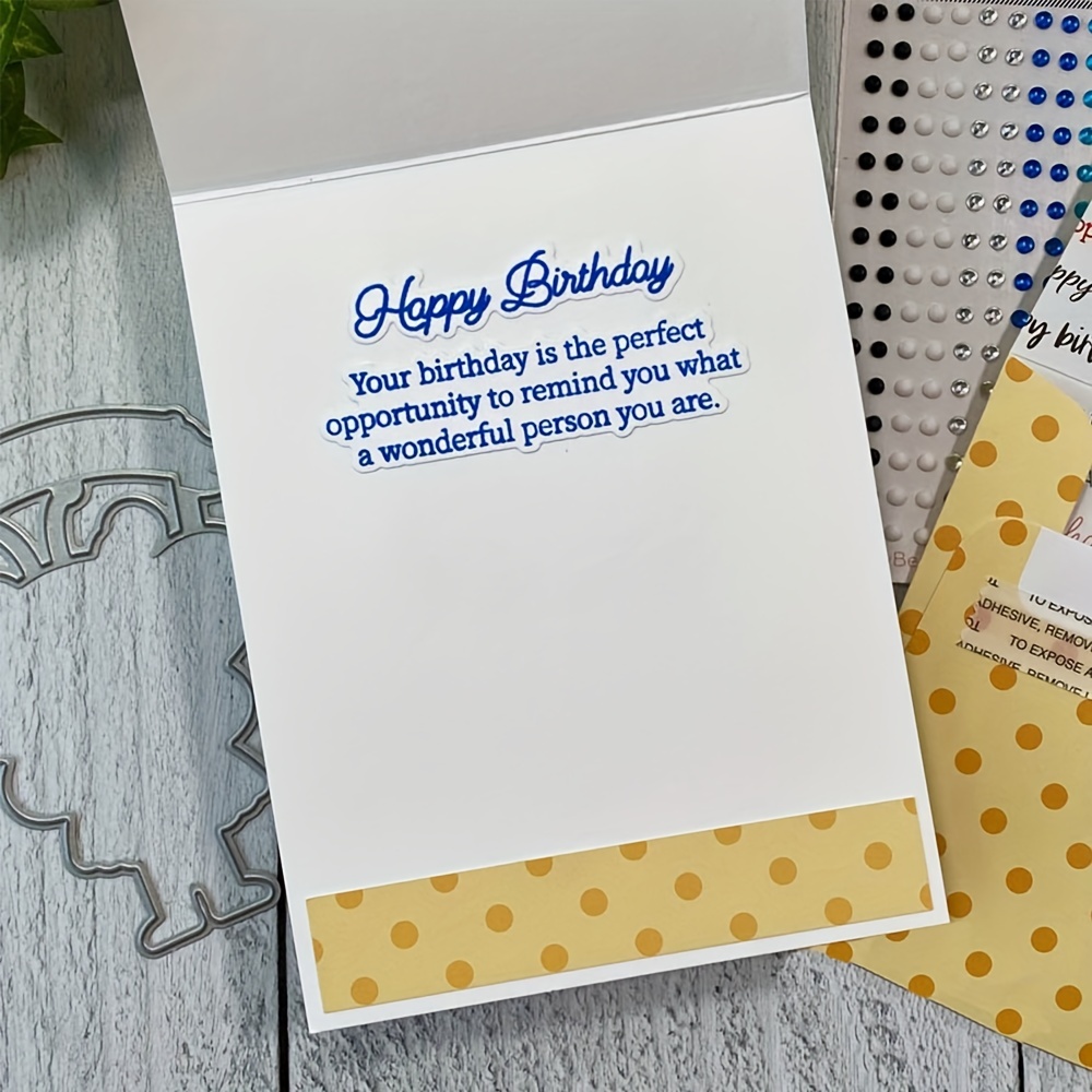 Birthday Sentiments Stamp And Cutting Dies Set For Diy Scrapbooking ...