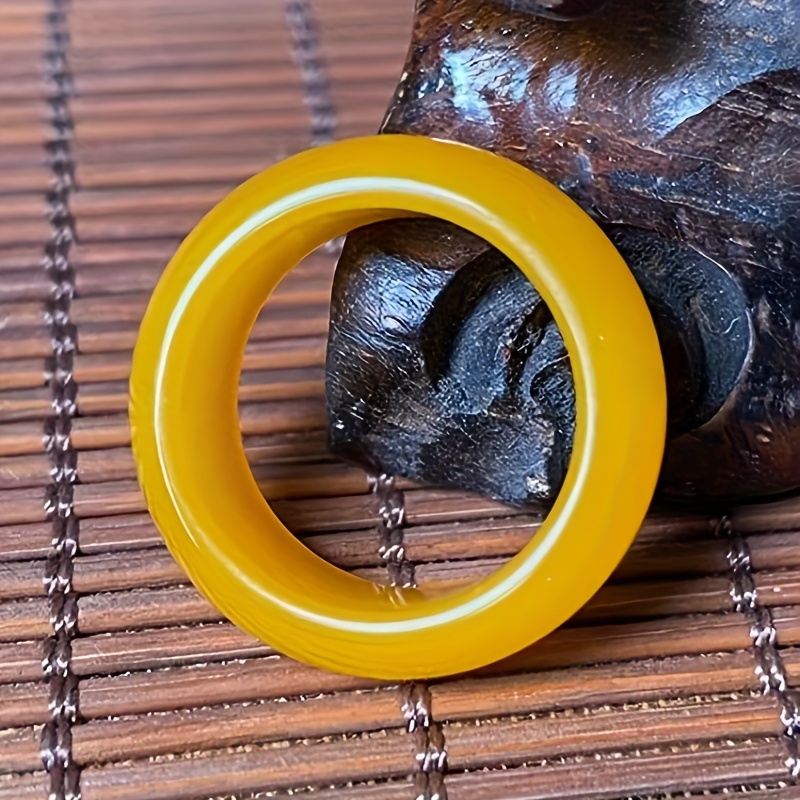 Inlaid Yellow Agate Ring Men Women Fashion Simple Versatile - Temu New ...