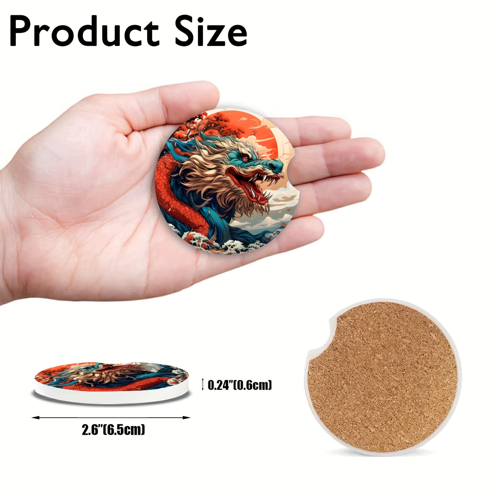 Dragon Car Coaster Cupholder Absorbent Cut Funny Design New - Temu ...