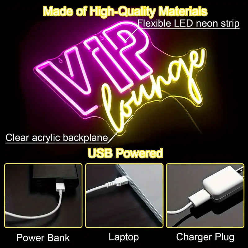 Vip Lounge Neon Signs Light Wall Decor Vip Neon Lights Signs Temu