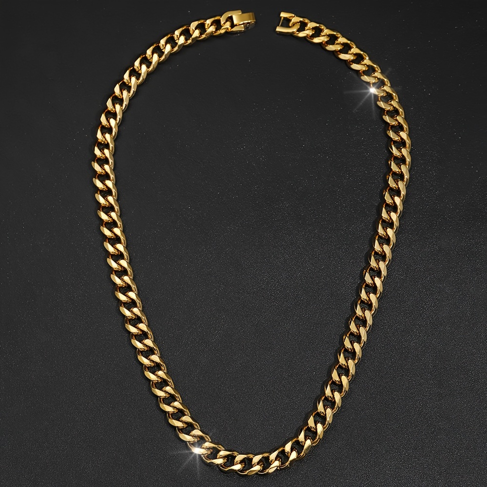 Plated Thick Titanium Steel Cuban Chain Necklace Women Punk - Temu ...