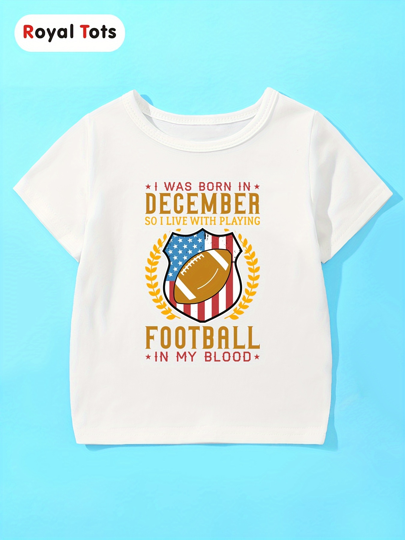 Boys Football In Blood Letter Print Short Sleeve T shirt - Temu Australia